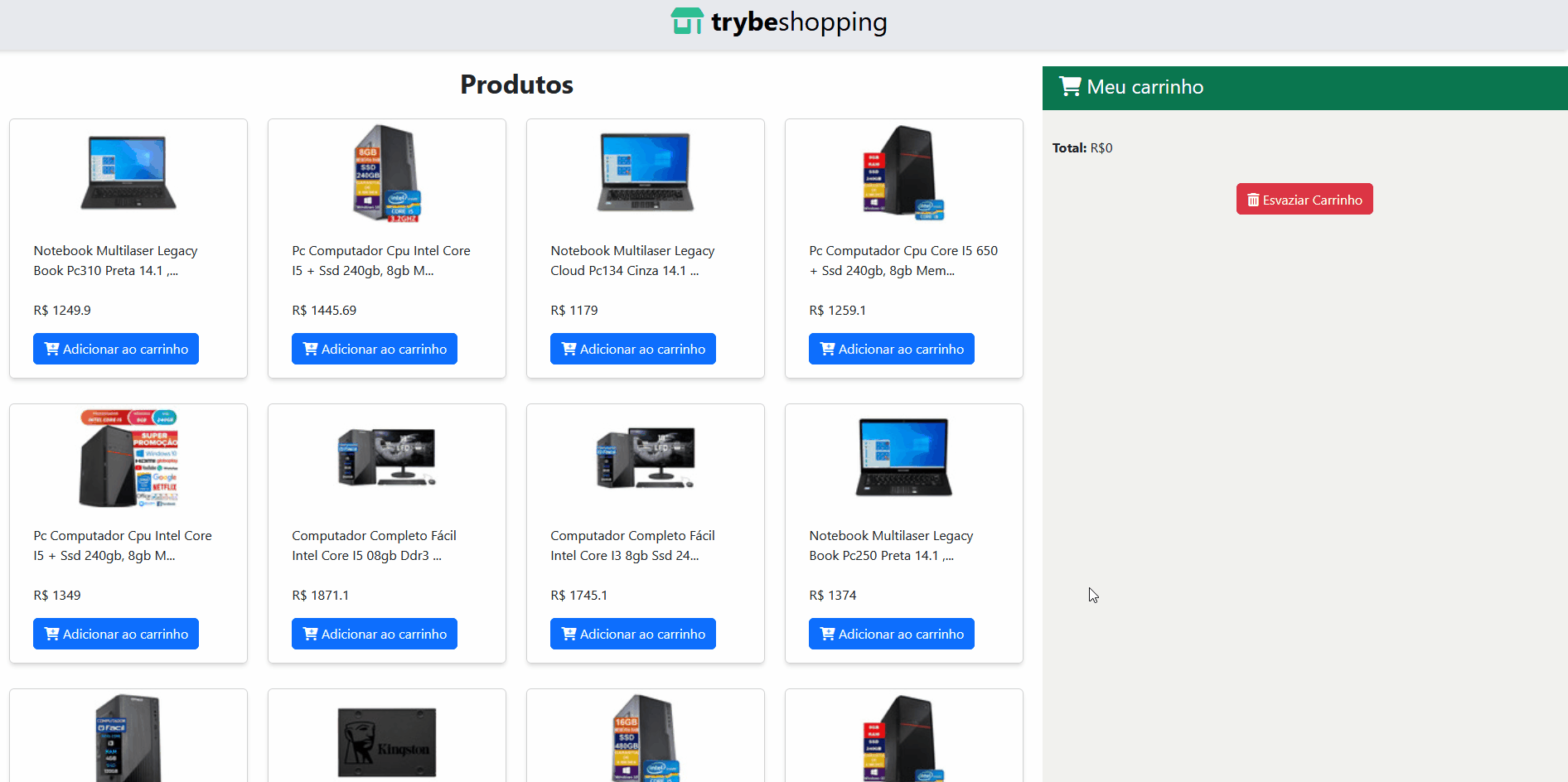 GitHub - guyddogl/trybe-project-shopping-cart: Project Shopping Cart
